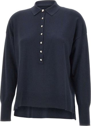 Elena Miro Femme, Pulls, Bleu, Taille: 40 FR Polo avec Boutons et Col