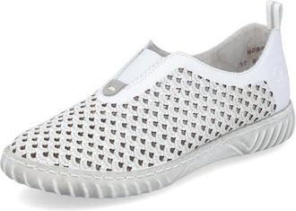 Rieker Femme Chaussures Basses N0965, Dame Mocassin,Chaussons,Pantoufles,Chaussures de Loisirs,entrée Ouverte,Blanc (Weiss / 80),36 EU / 3.5 UK