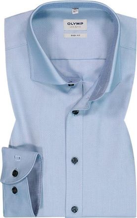 Olymp Herren Hemd blau Baumwoll-Stretch