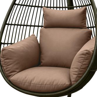 Homescapes H&auml;ngesessel-Kissen Outdoor beige mit Kopfst&uuml;tze, Polster-Auflage f&uuml;r H&auml;ngeschaukel, H&auml;ngekorb-Stuhl, 2-teilig mit Kopfteil und Bindeb&auml;ndern, weich & w