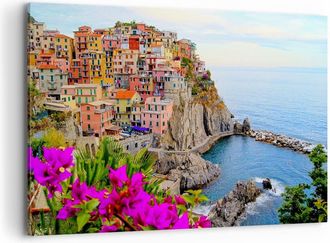 Arttor Wandbilder Dekoration Wohnzimmer Italien küste felsen landschaft Bilder auf Leinwand 120x80cm Leinwandbild Schlafzimmer Deko Wand Kunstdruck Art Groß 