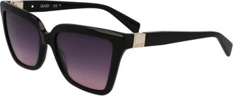 Liu Jo Femme, Accessoires, Noir, Taille: 56 MM Lunettes de soleil Monture Noire Verres Gris