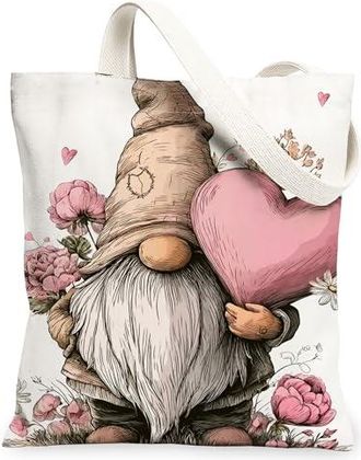 Generic Sacs fourre-tout r&eacute;utilisables en toile l&eacute;g&egrave;re et lavable pour la Saint-Valentin, le shopping, les voyages, la plage, blanc, 13x15 Inch