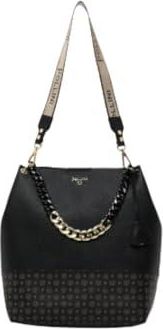 Pollini Seau femme Heritage - Bandouli&egrave;re avec cha&icirc;ne, imprim&eacute; monogramme noir - &eacute;l&eacute;gant, spacieux, parfait pour un usage quotidien et des occasions sp&eacute;ciales