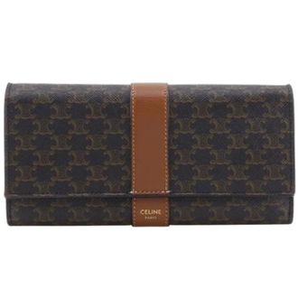 Celine Pre-owned Triomphe Large Flap Wallet PVC Long Wallet - Femme - Pre-owned - Brun - Taille: ONE Size