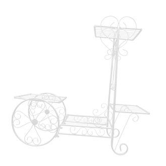 Hemoton Eisen Blumenregal Balkon Pflanzenst&auml;nder Mehrschichtig Wei&szlig; Dekoratives Blumentopfregal Mit Verdickter Unterst&uuml;tzung Langlebiges Metall F&uuml;r Haushalt U