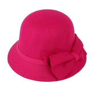 Generic Chapeau d&eacute;t&eacute; pour b&eacute;b&eacute; - Couleur unie - Large bord - D&ocirc;me rond - Bonnet chaud en laine pour femme / hiver - Chapeau &eacute;l&eacute;gant avec noeud d&eacute;coratif - Pou