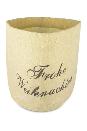 Riffelmacher & Weinberger Riffelmacher Pflanztasche Frohe Weihnachten | Beige | 30&times;35 cm | Mit Kunststoff-Auskleidung | Weihnachtlicher &Uuml;bertopf aus Stoff | 13194