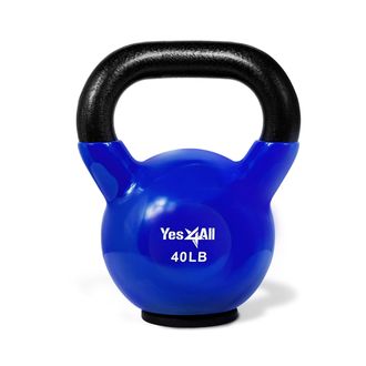 Yes4All BP5K Kettlebell aus Gusseisen mit Vinylbeschichtung und Gummifuß, 18 kg