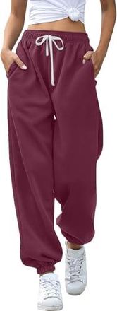 Generic Pantalon de surv&ecirc;tement pour femme avec poches - Coupe ample - Pantalon de yoga &eacute;lastique taille haute - Jambe droite - Cordon de serrage - Pantalon d