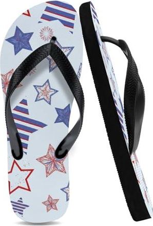 Generic Tongs unisexes pour homme, chaussons de douche pour femme, sandales &agrave; semelle plate, chaussures de plage, cadeaux de Saint-Valentin, &Eacute;toiles rouges et