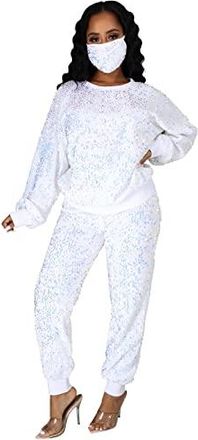 Generic Surv&ecirc;tement pour femme avec deux tenues - Fermeture &eacute;clair quart - Sweat surdimensionn&eacute; - Pantalon de surv&ecirc;tement &agrave; jambe large - Ensemble dautomne po