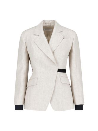 Max Mara Doppelt Gef&uuml;tterter Leinen Drill Blazer