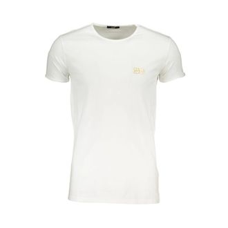 Cavalli Wei&szlig;es Baumwoll T-Shirt mit Logo-Druck - - Tops - Herren - Wei&szlig; - XL