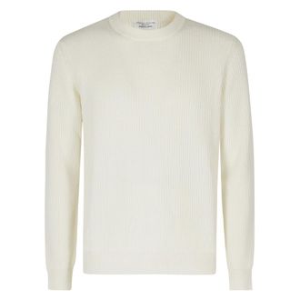 Roberto Collina Homme, Pulls, Blanc, Taille: L Girocollo ML in Costa Lana Merino