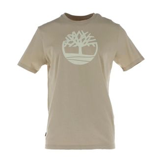 Timberland Homme, Tops, Beige, Taille: XL T-Shirt Imprim&eacute; &agrave; Manches Courtes et Col Rond
