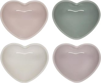 LE CREUSET Le Creuset Mini-Herz-Schalen aus Steingut, 4 Stück, gemischte Farben