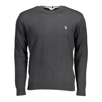 U.S.Polo Association Schwarzes Langarmshirt mit Besticktem Logo - - Knitwear - Herren - Schwarzk - 2XL