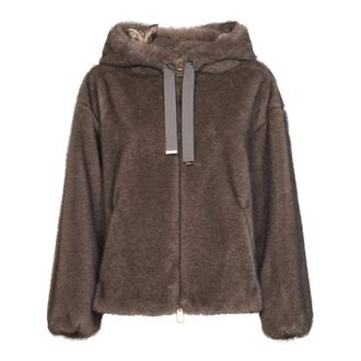 Herno Melange Alternative Mink Fur Bomber Jacket - - Jackets - Damen - Braun - S