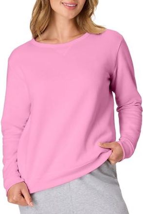 Hanes EcoSmart Chandail en Molleton &agrave; col Ras-du-Cou, Encoche en V pour Femmes, Spirited Pink, Medium