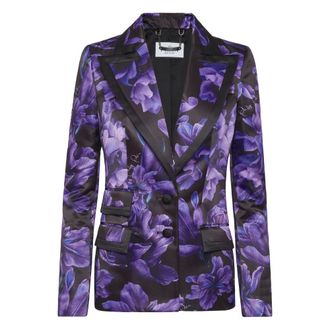 Philipp Plein Femme, Vestes, Noir, Taille: 44 FR Blazer Duchesse &agrave; imprim&eacute; floral