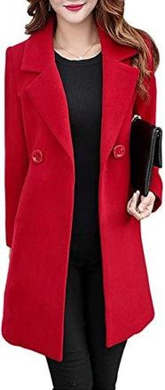 Lazutom Manteau dhiver à double boutonnage en coton mélangé pour femme - Rouge - 38