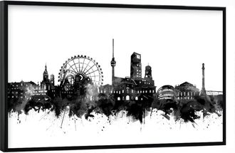 artboxONE Poster mit schwarzem Rahmen 90x60 cm Stuttgart Städte Stuttgart skyline black and white - Bild stuttgart
