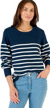 Damart Pull Rayures Et Maille Ajour&eacute;e Thermique Thermolactyl Femme Bleu Ray&eacute; Taille 38/40