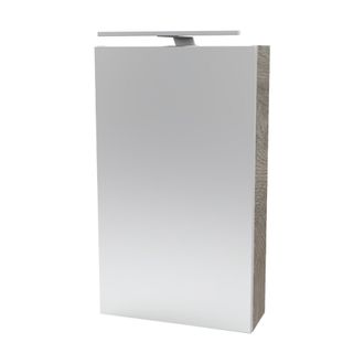 Fackelmann Stanford Spiegelschrank mit LED-Beleuchtung - Alibertschrank f&uuml;r Bad und G&auml;ste-WC (40 x 68 x 15,3 cm) - SBC Badschrank mit Spiegel in Holz Braun - T&uuml;r