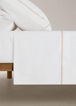 Mango Drap plat percale de coton 200 fils lit 90 cm beige - Home - Lit 90 cm - MANGO HOME