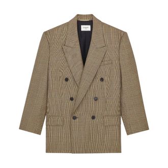Saint Laurent Zweireihiger Blazer im Prince of Wales Stil - - Jackets - Damen - Braun - L