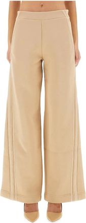 Max Mara Femme, Pantalons, Beige, Taille: 42 FR Pantalon Large &agrave; Taille Couliss&eacute;e