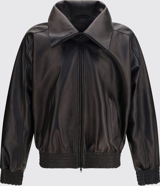 Balenciaga Veste en cuir dovin &agrave; col marin et fermeture zipp&eacute;e