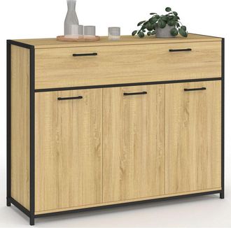 IDMarket Idmarket - Buffet 100 cm detroit 3 portes et 1 tiroir design industriel