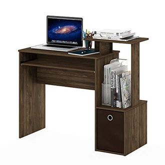 Furinno Econ Multipurpose Home Office Bureau dÉcriture Informatique W/Bin, Columbia Walnut/Dark Brown, One Size