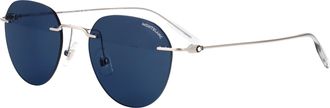 Montblanc MB0428S Metal Round Sunglasses - Silver