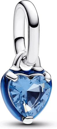 Pandora ME Blaues Chakra Herz Mini-Charm-Anhänger aus Sterlin Silber mit künstlichem Kristall in Grün, Kompatibel ME und Moments Armbändern, 793042C02