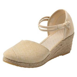 Generic Sandales &agrave; talon compens&eacute; pour femme - Chaussures d&eacute;t&eacute; - Espadrilles compens&eacute;es - Chaussures d&eacute;t&eacute; tendance - Sandales ferm&eacute;es - Escarpins compens&eacute;s - 
