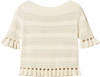 Twinset Femme, Pulls, Beige, Taille: 36 FR Pull &agrave; Volants
