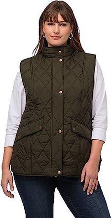 Ulla Popken Steppweste, Wasserabweisend, Fasanen-futter, Ärmellos Veste, Dunkles Oliv, 58-60 Femme