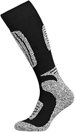 Tobeni 2 Paires Femme Homme Ski Fonctionnelle Snowboard Hiver Chaussettes Unisexe Couleur Noir-Gris Taille 39-42