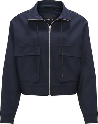OPUS Damen Jacke | Kurzjacke HALVA Boxy Fit aus Baumwoll Mix Coal Blue, 42