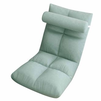 Generic Armloser -Gaming-Stuhl, Metallrahmen, Verstellbare R&uuml;ckenlehne, Weicher Flanell, Faltbarer Bodenstuhl f&uuml;r das Arbeiten Im Spielzimmer (Pfauenblau)