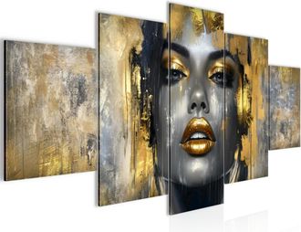 Runa Art Bilder Fashion Frau 200 x 100 cm 5 Teilig XXL Wanddekoration Design Schwarz Gold 052851a