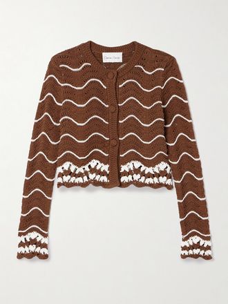 Cara Cara Jolene Cardigan Aus Gestreifter Baumwolle Mit Wellenkante - Braun