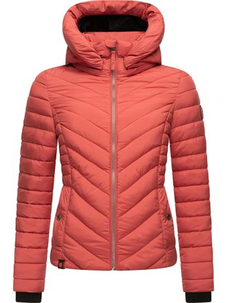 Marikoo Damen &Uuml;bergangsjacke leichte Steppjacke kurz mit abnehmbarer Kapuze Kagomee Rouge Gr. S