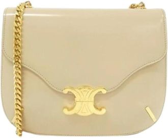 Celine Pre-owned Sac Besace Triomphe en cuir avec cha&icirc;ne - Femme - Pre-owned - Beige - Taille: ONE Size
