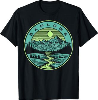 Trendy Apparel Explore Relaxing Night Sky Over Forest Lake T-Shirt