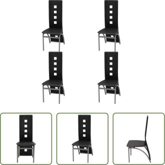 vidaXL vidaXL Chaises ergonomiques - Chaises &agrave; manger lot de 4 noir similicuir