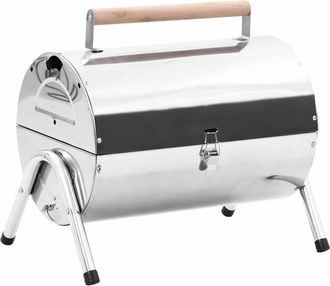 vidaXL Tragbarer Tisch-Holzkohlegrill Edelstahl Doppelrost Vidaxl